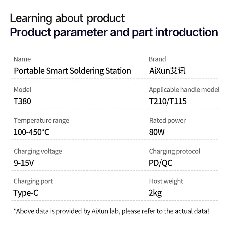 T380 Portable Smart Soldering Station With T210 / T115 Handle Welding Tools_AiXun