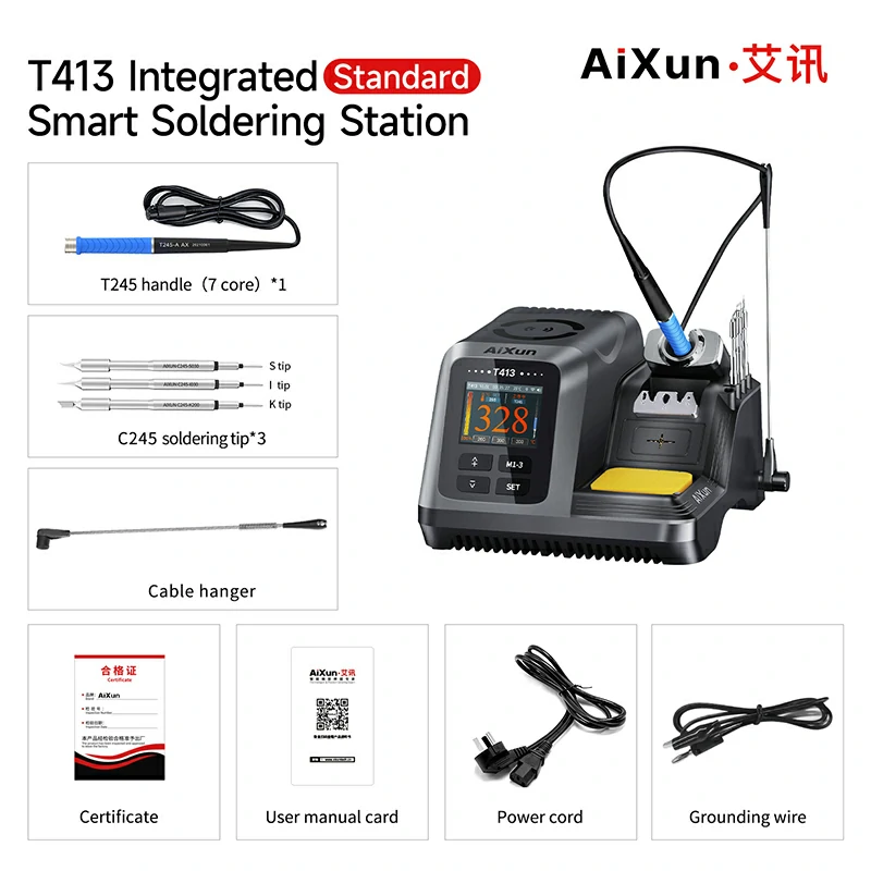 T413 200W Integrated Smart Soldering Station Compatible with T245/T225 Handle_AiXun