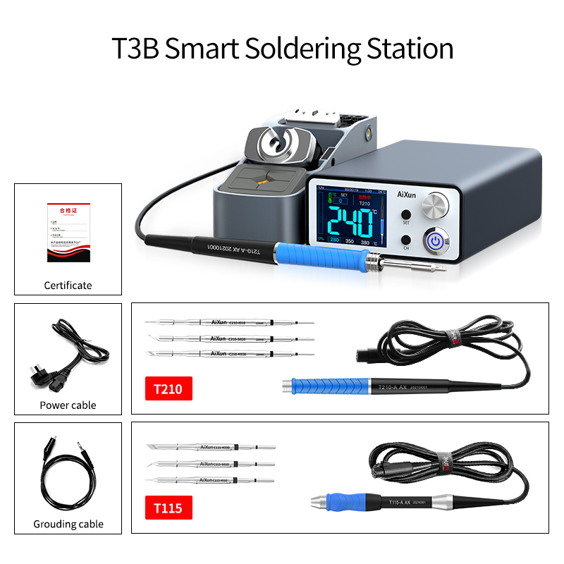 T3B 96W Micro Soldering Station With T210, T115 Handle for DIY Hobbyists-AiXun_AiXun