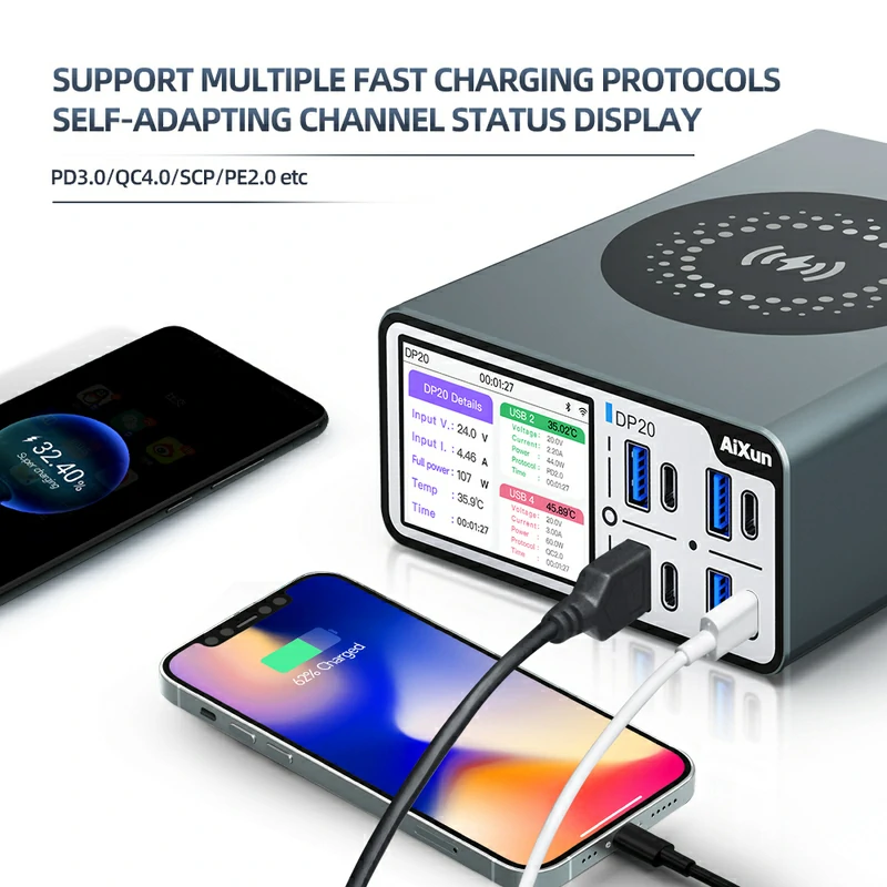 DP20 Desktop Smart Fast Charger for iPhone Android PD QC Fast Charging ...