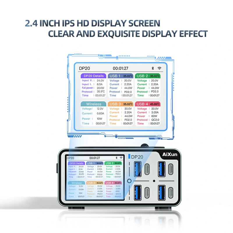 DP20 Desktop Smart Fast Charger for iPhone Android PD QC Fast Charging ...