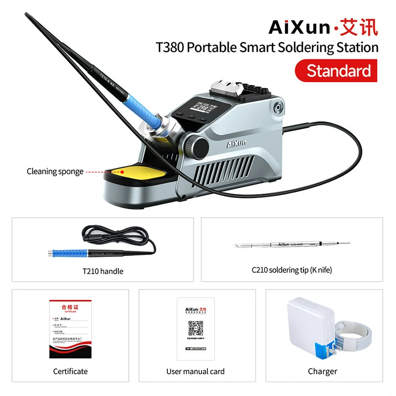 T380 Portable Smart Soldering Station With T210 / T115 Handle Welding Tools_AiXun