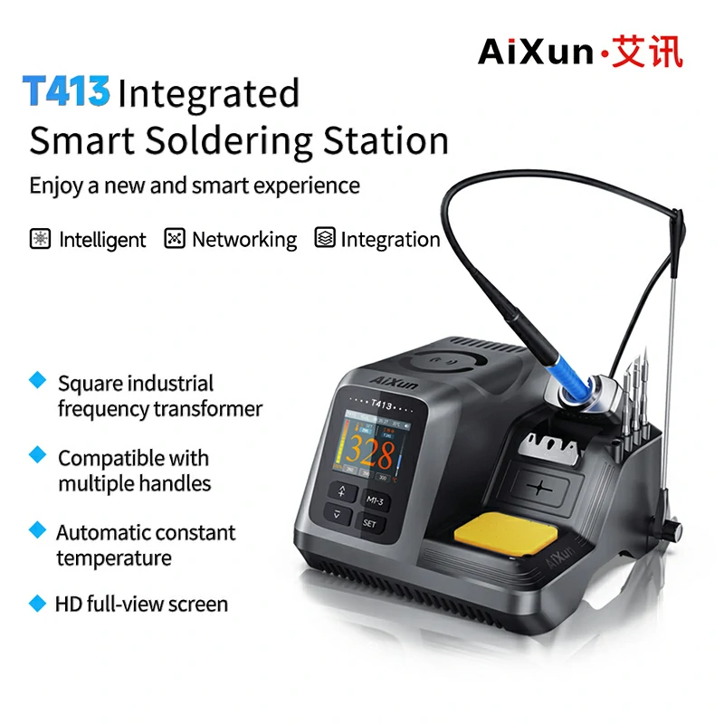 T413 200W Integrated Smart Soldering Station Compatible with T245/T225 Handle_AiXun