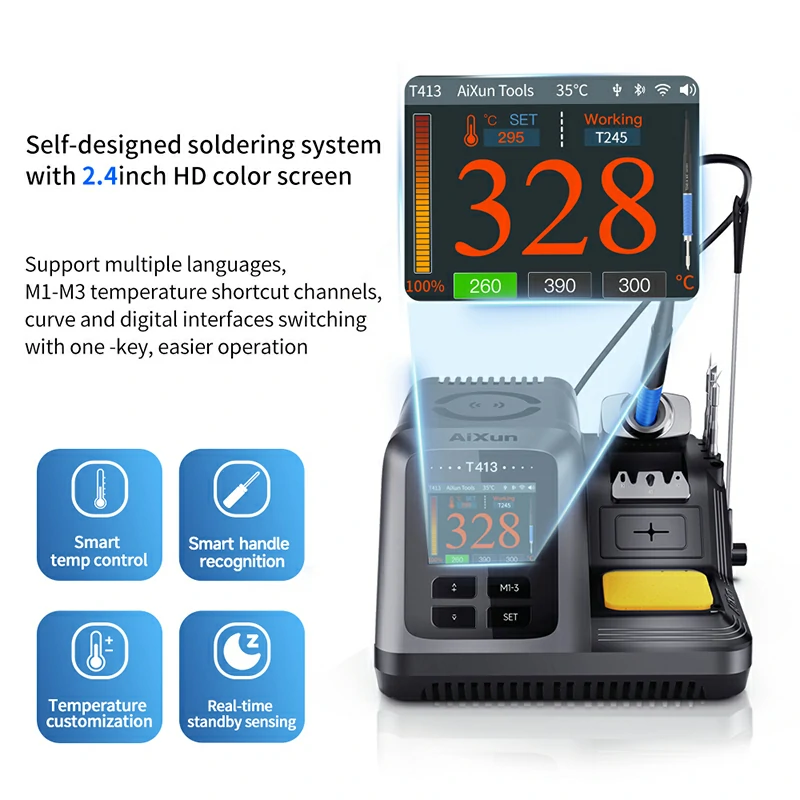 T413 200W Integrated Smart Soldering Station Compatible with T245/T225 ...