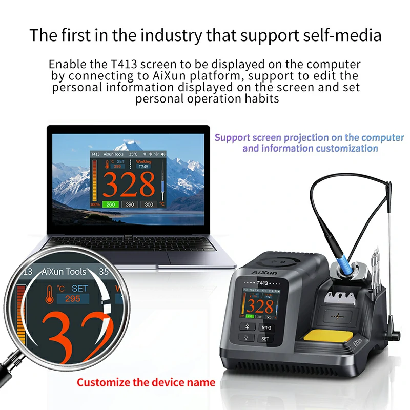 T413 200W Integrated Smart Soldering Station Compatible with T245/T225 ...