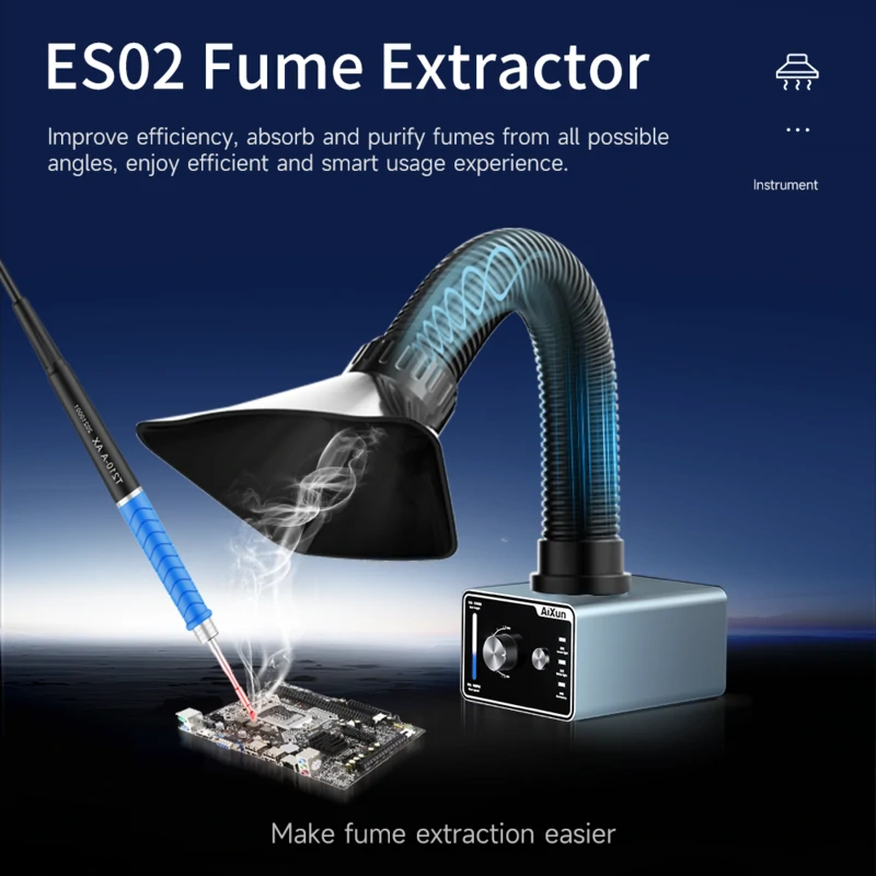 ES02 Desktop Fume Extractor Soldering Smoke Absorber With LED Light ...