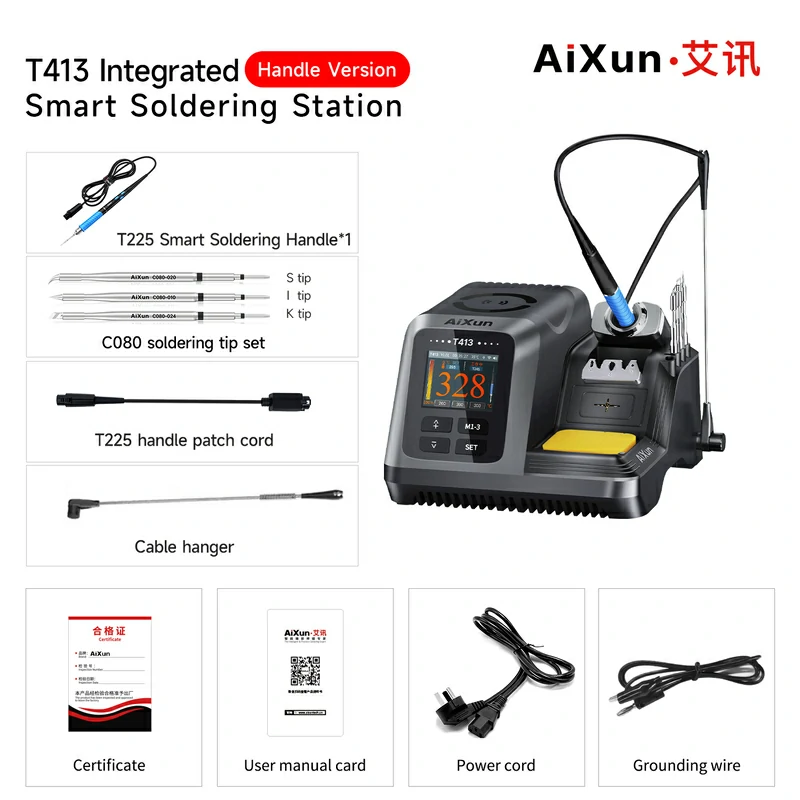 T413 200W Integrated Smart Soldering Station Compatible with T245/T225 ...