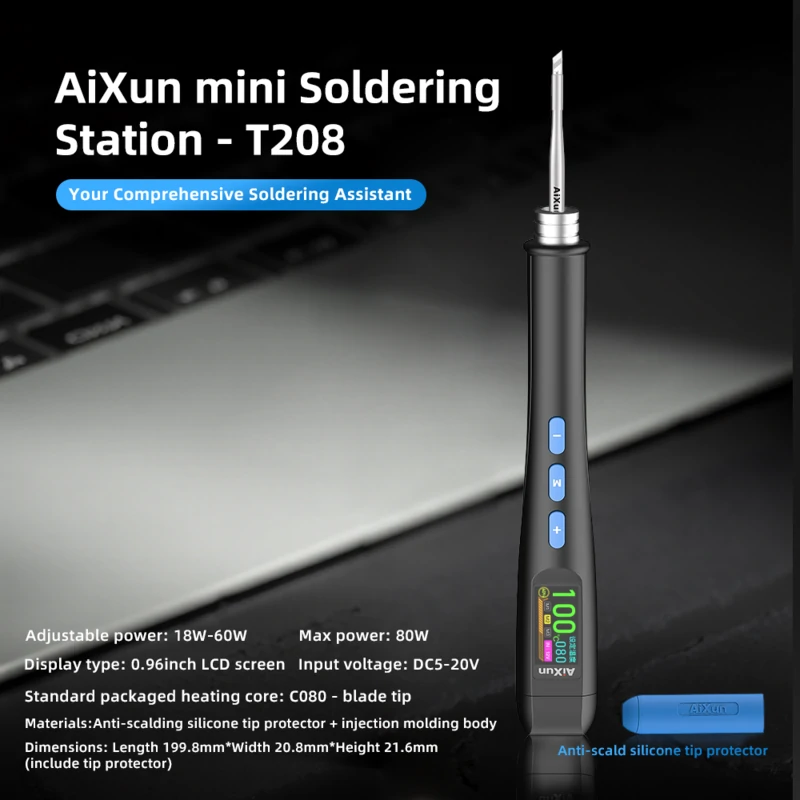 T208 MINI Portable Smart Soldering Station LCD Screen Soldering Iron ...